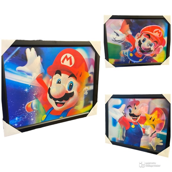 Art | New Super Mario Framed 3d Lenticular Poster Picture | Poshmark
